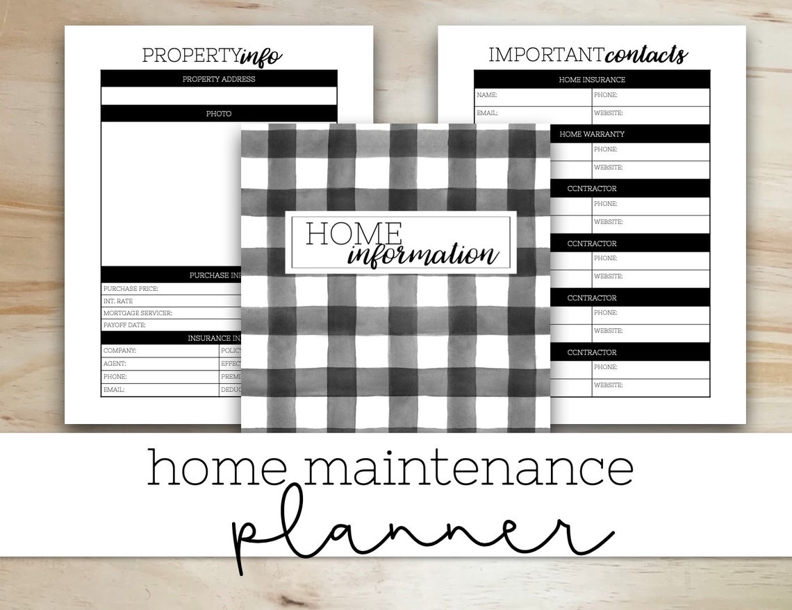 Printable Home Maintenance Binder, Maintenance Log, Maintenance ...