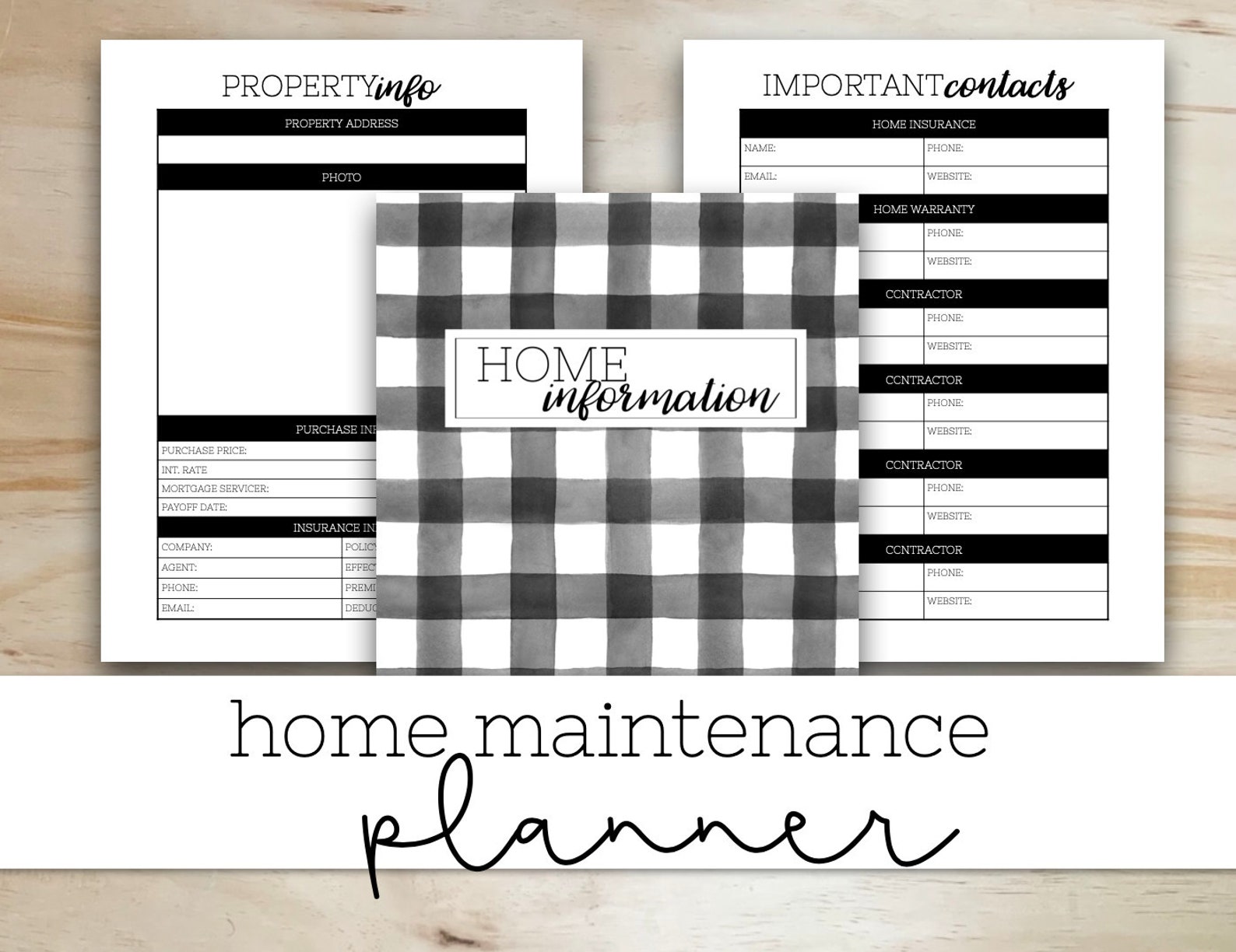 Printable Home Maintenance Binder, Maintenance Log, Maintenance ...