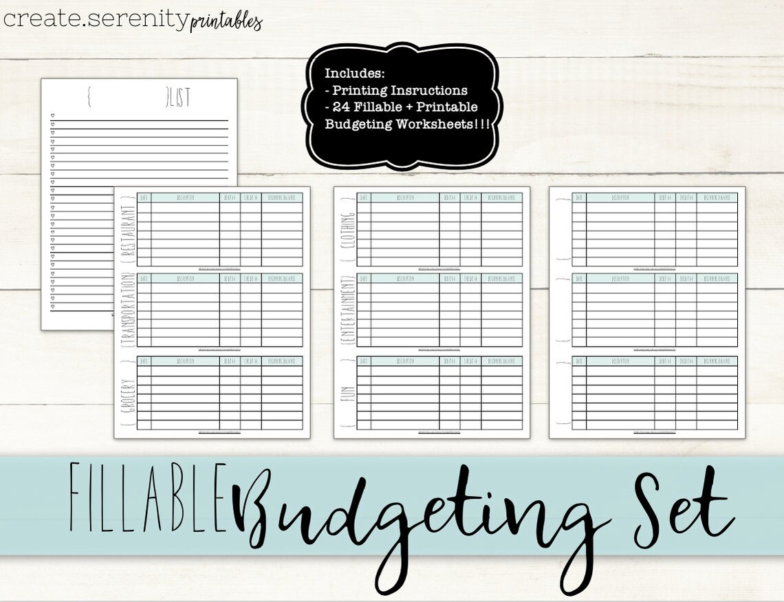 Fillable PRINTABLE BUDGET Planner: Printable Budget & - Etsy
