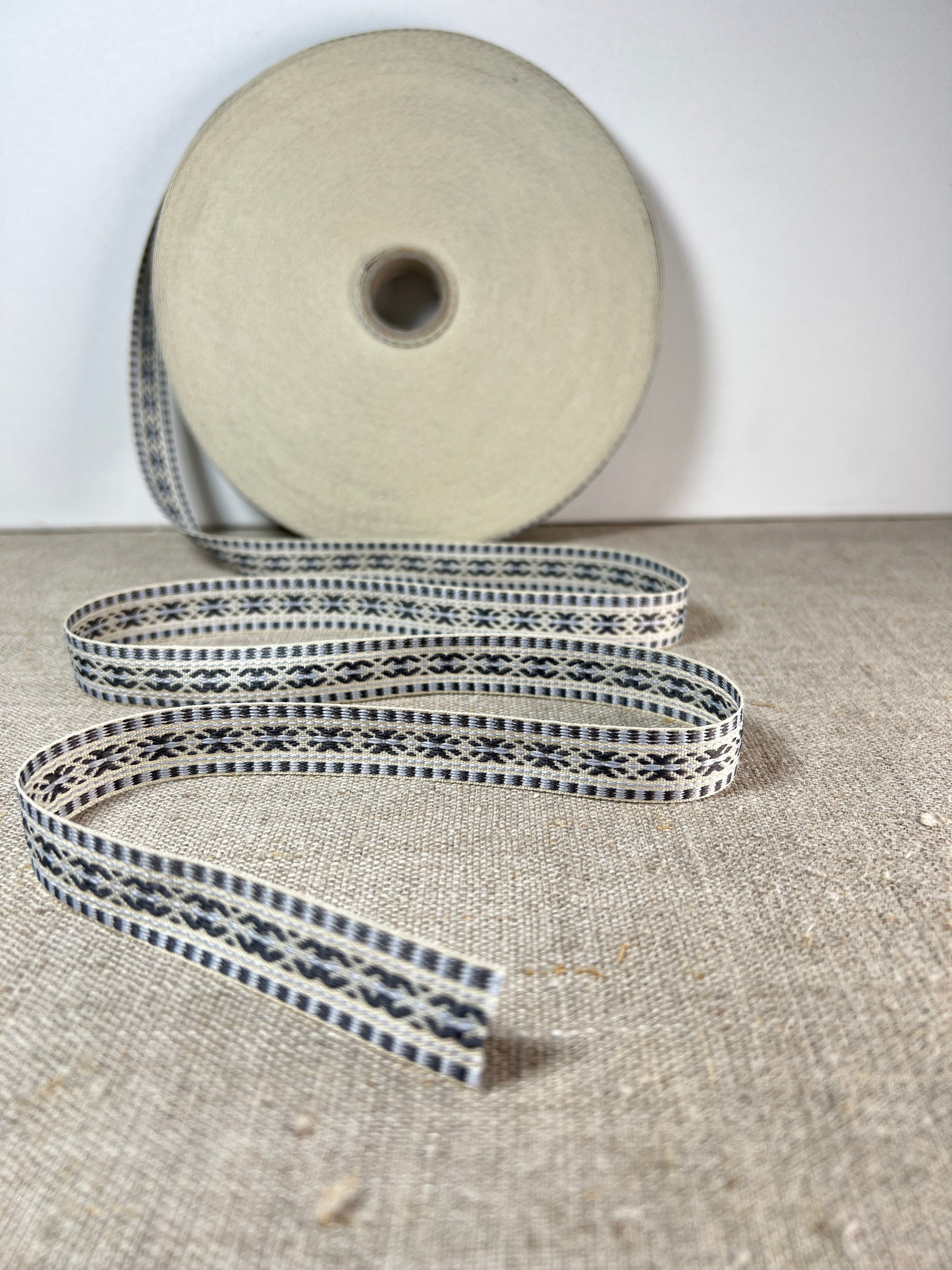 Ribbon With Latvian Ethnographic Aka Water Well Signs Red Blue Grey ...