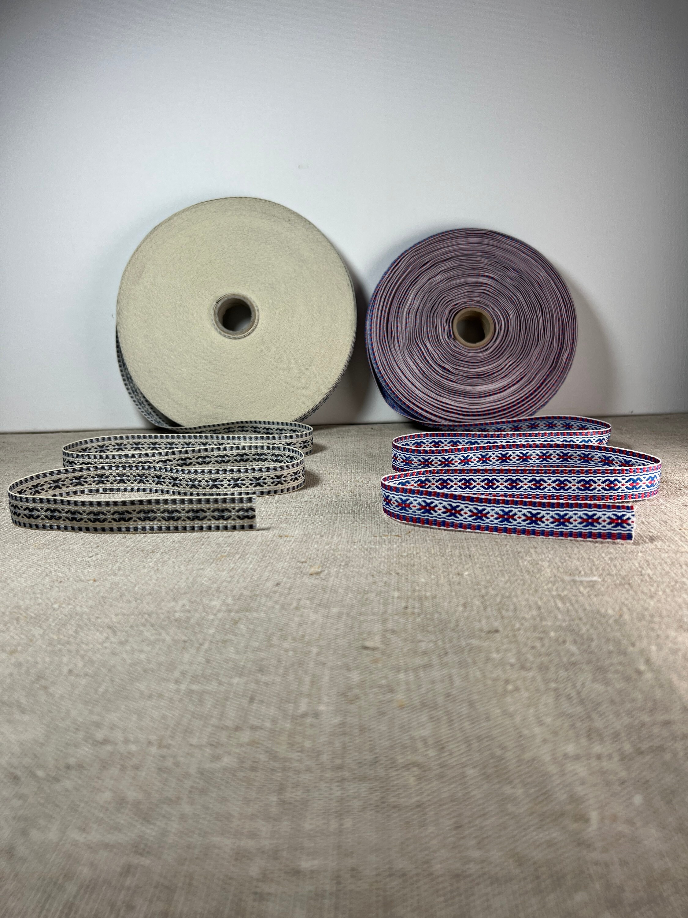 Ribbon With Latvian Ethnographic Aka Water Well Signs Red Blue Grey ...