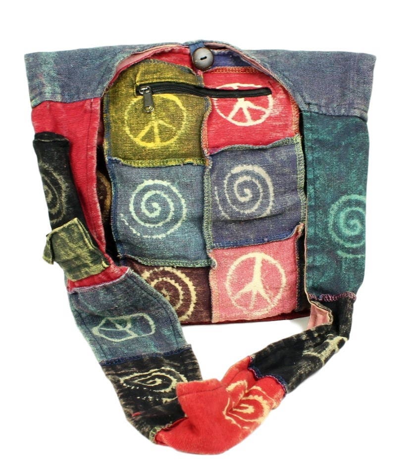 Hippie Bag Cotton Shoulder Bag. Handmade Patchwork Bag. Cross - Etsy