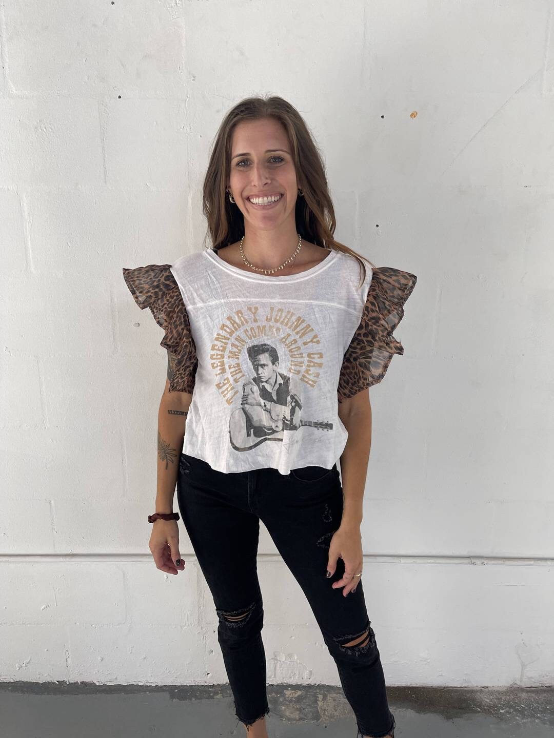 Custom Ruffle Sleeve Top - Band/concert Tee - Etsy