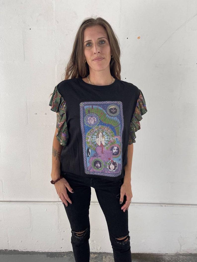 Custom Ruffle Sleeve Top - Band/concert Tee - Etsy