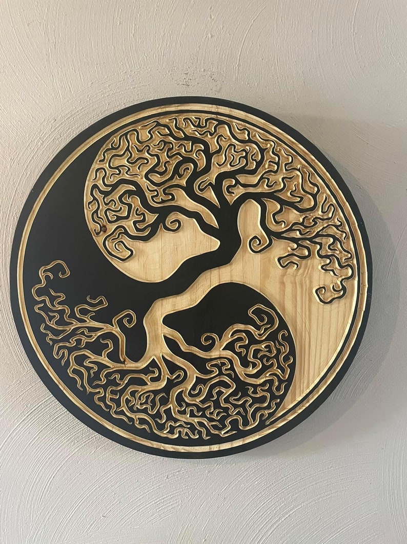 18 Carved Wooden Tree of Life Yinyang Wall Hanging Yin Yang - Etsy