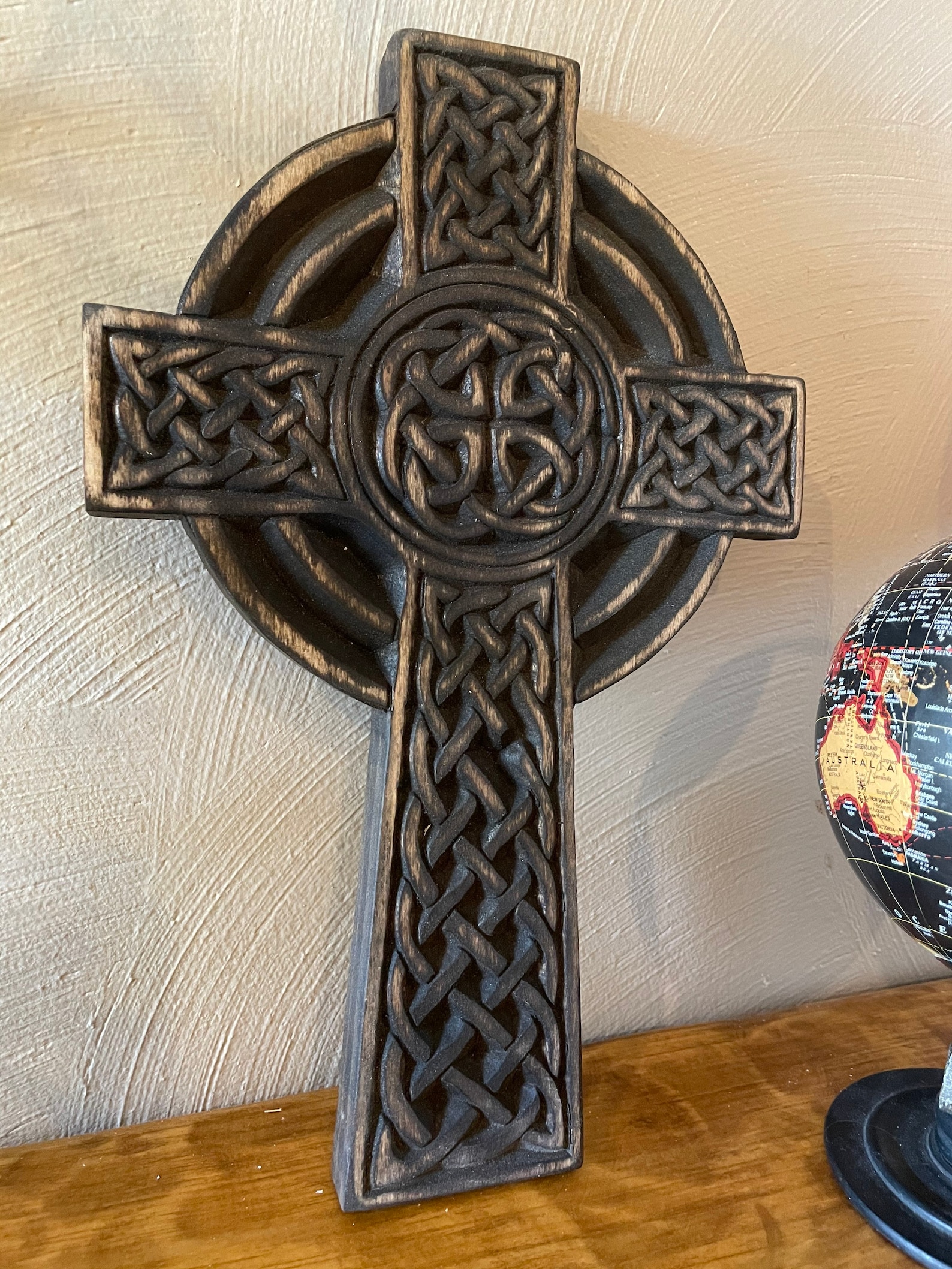 Carved wooden Celtic cross | Etsy