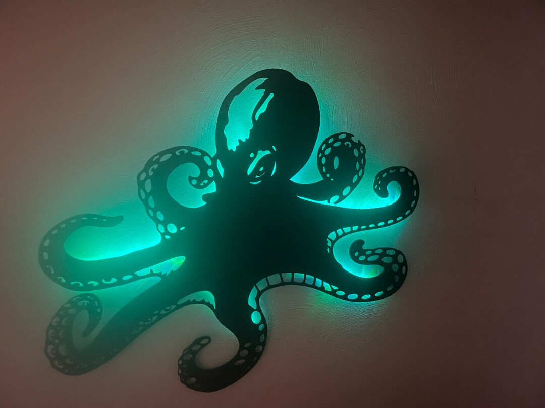 Lighted Octopus Sign -lit- Backlit LED Light - Regular or Hammerhead - Etsy