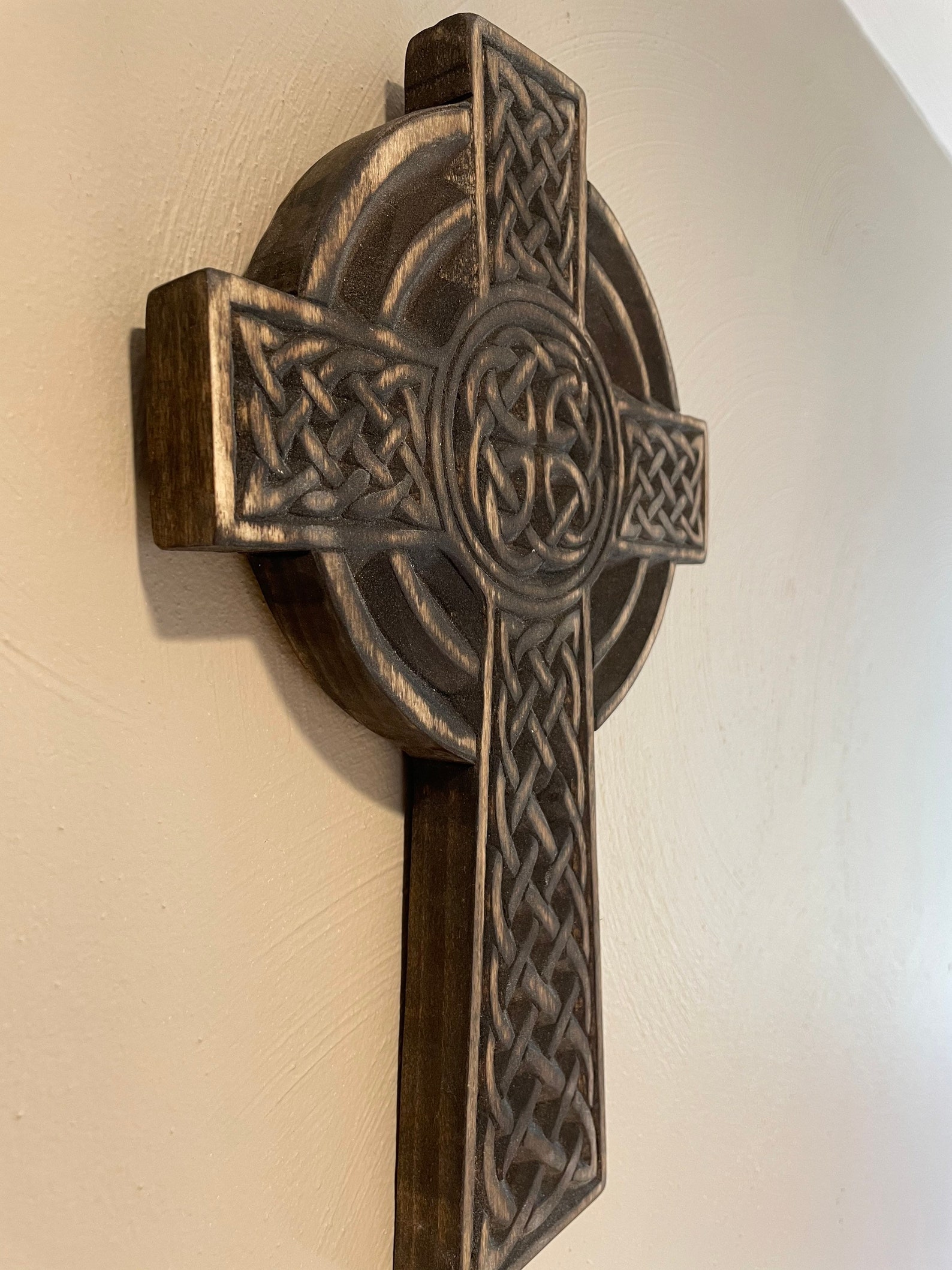 Carved wooden Celtic cross | Etsy