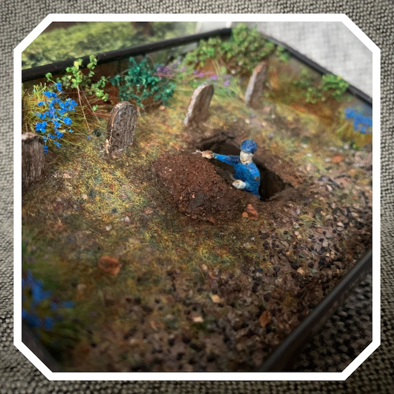 Grave Digging Handmade Diorama in a Tin pocket Size Scenarios 24 - Etsy