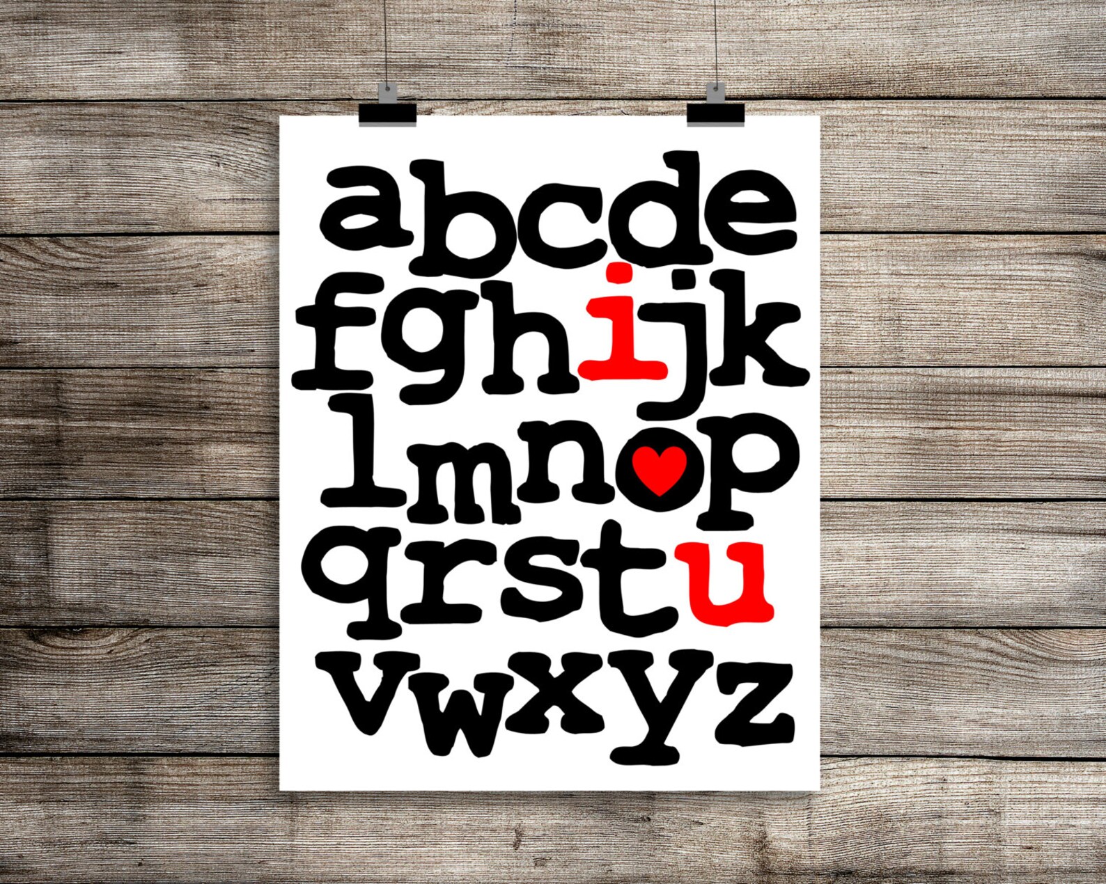 I Love You Alphabet Print Love Poster Nursery Art Black - Etsy