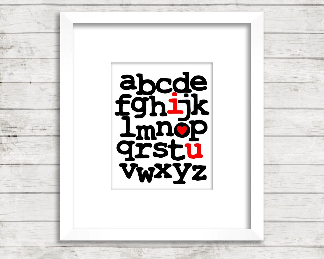 I Love You Alphabet Print Love Poster Nursery Art Black - Etsy