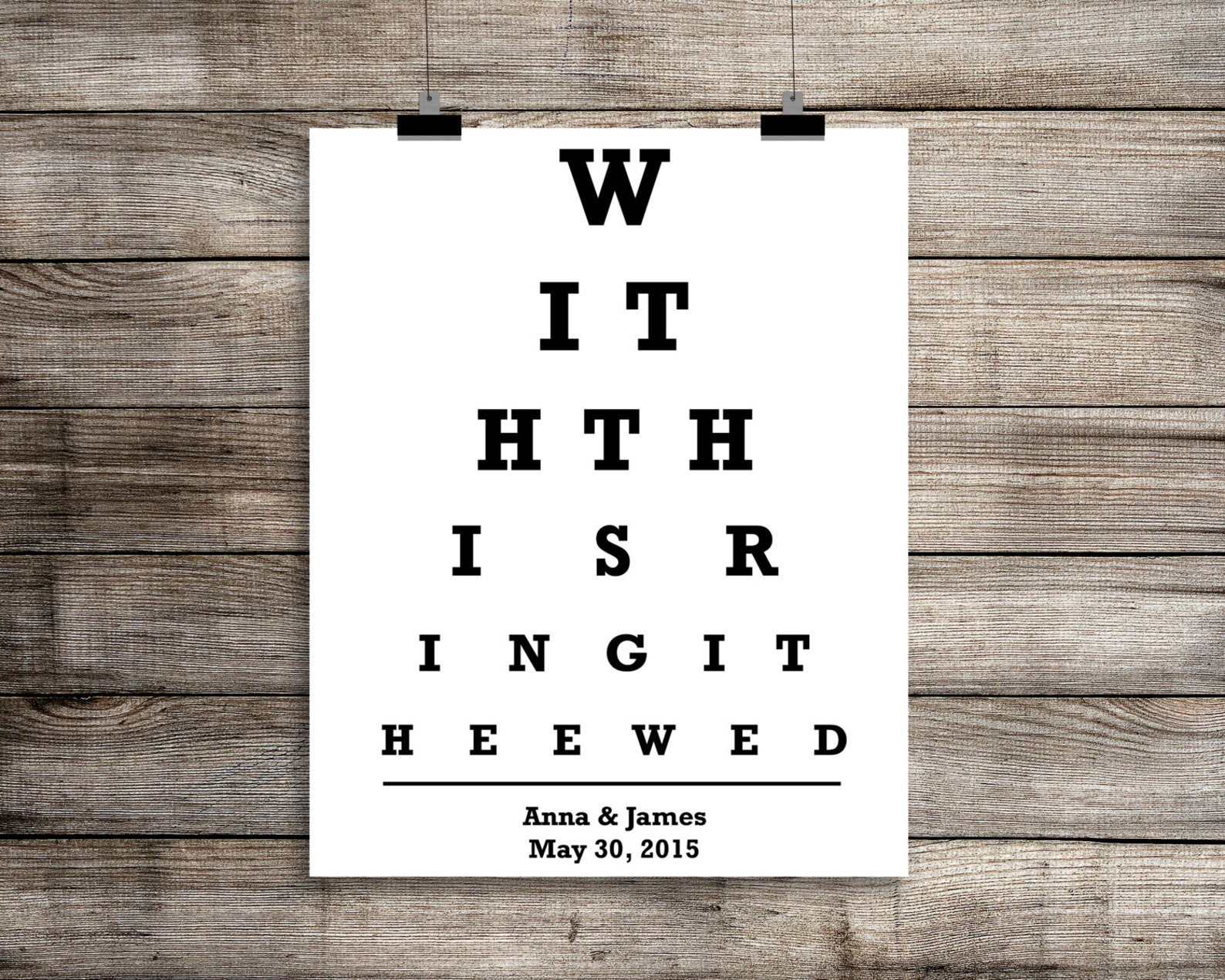 Wedding Gift Art Print - Minmalist - Eye Chart Print - CUSTOM - With ...