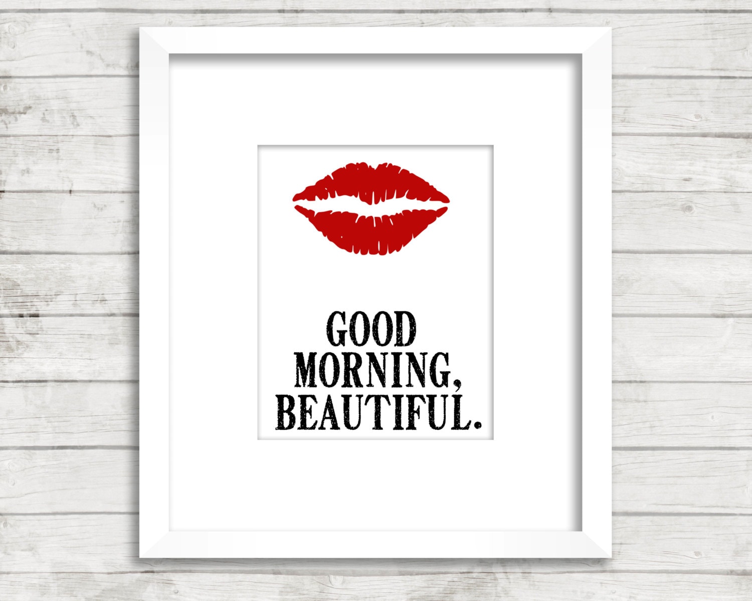 Good Morning Beautiful Wall Art Red Lips Print Modern - Etsy