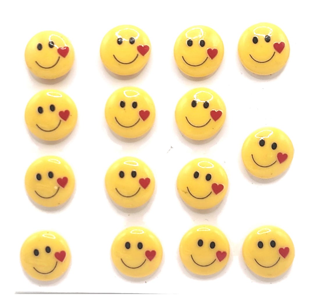 Emoji Smiley Thumb Tacks - 15 Handmade Resin Pins for Bulletin Boards ...