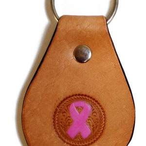 Leather BREAST CANCER AWARENESS Key Chain Ring - You Choose Pattern - Etsy