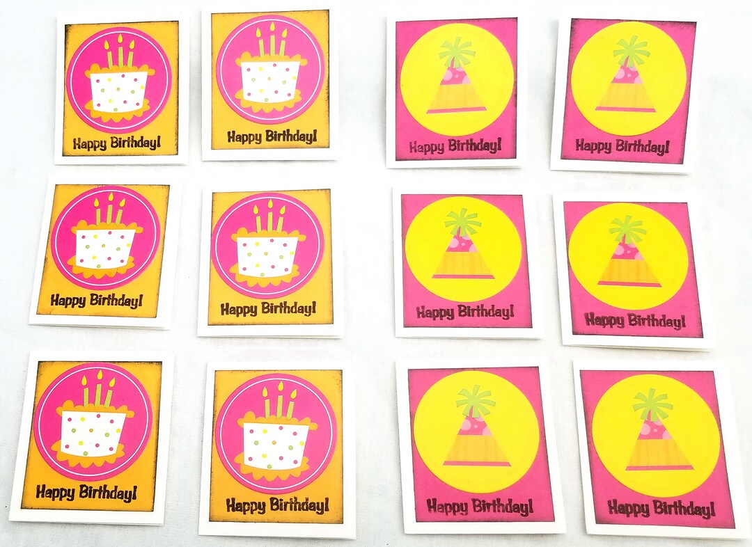 Sale BIRTHDAY Hat & Cake GIFT TAGS 12 Pack Lot Handmade Scrapbooking ...