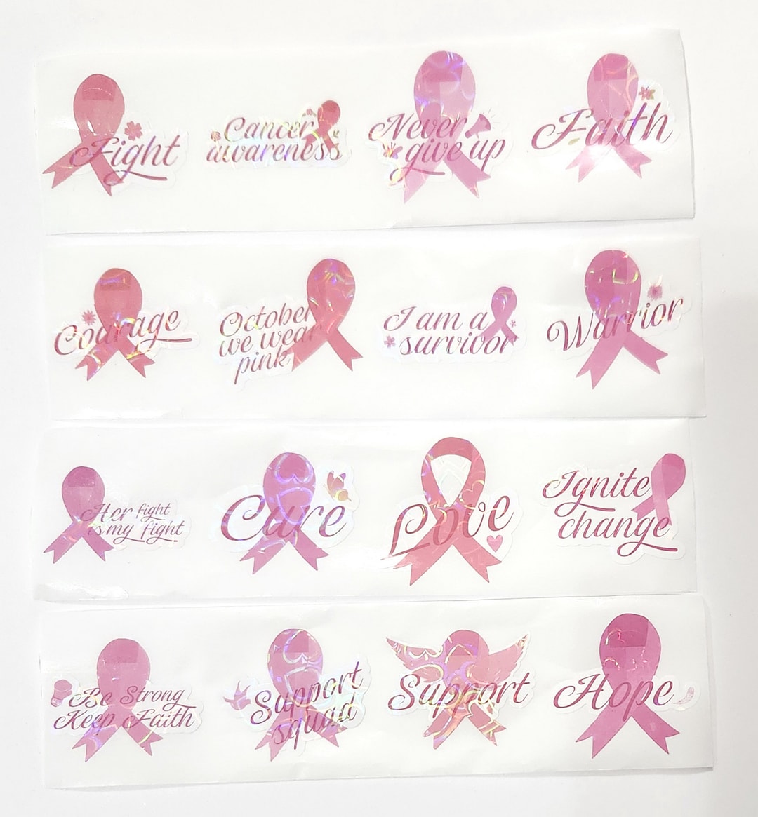 64 Little BREAST CANCER Stickers (16 Different) Scrapbooking Cardmaking ...