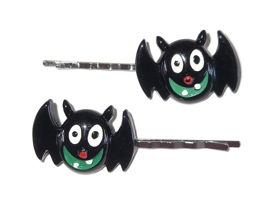 BATS Halloween Bobby Pin Hair Clip Accessory - Set of 2 Handmade - Etsy