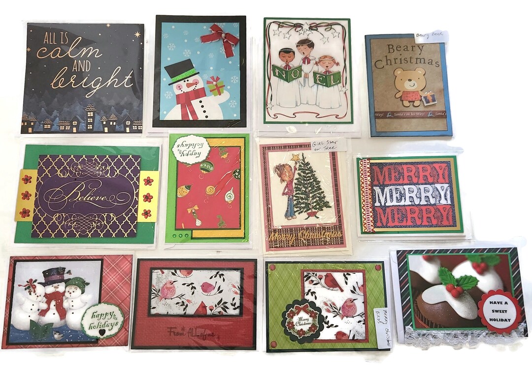 SALE 12 CHRISTMAS Holiday Themed Greeting Card Lot Set #1 - Handmade ...