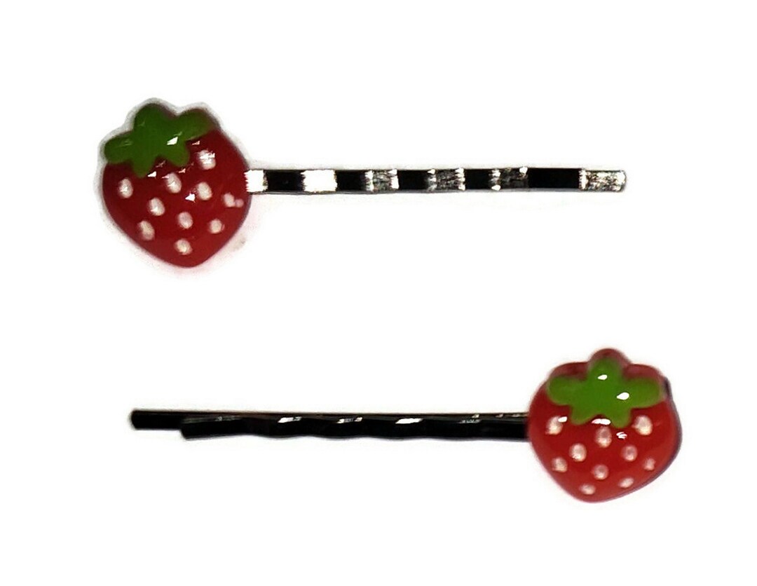STRAWBERRY Mini Fruit Food - Bobby Pin Hair Clip Accessory - Set of 2 ...