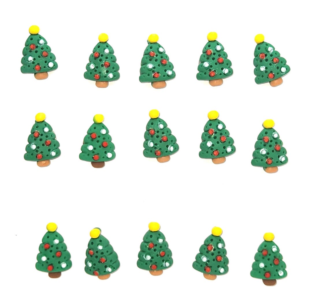 Mini CHRISTMAS TREE Thumb Tacks - Set of 15 Handmade Decorative Push ...