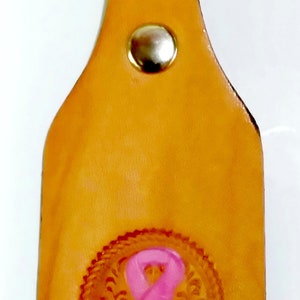 Leather BREAST CANCER AWARENESS Key Chain Ring - You Choose Pattern - Etsy