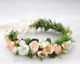 Peach flower crown | Etsy