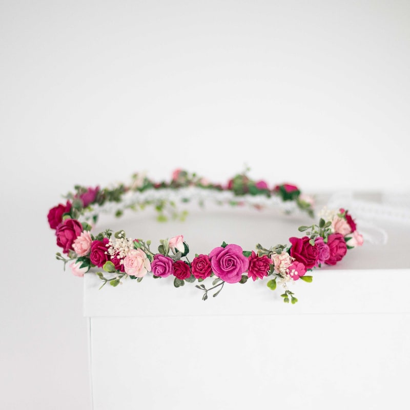 Pink Flower Crown - Etsy