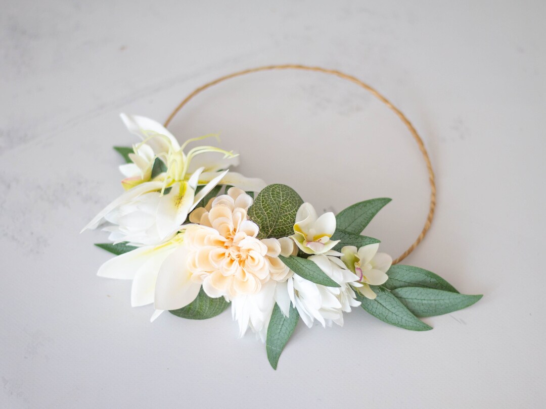 Tropical Flower Crown for Wedding, Bridal Shower Hair Crown, White ...