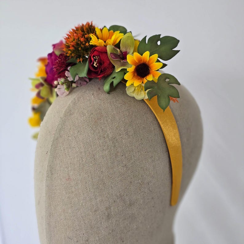 Sunflower Floral Headband: Yellow & Hot Pink Flower Fascinator - Etsy UK