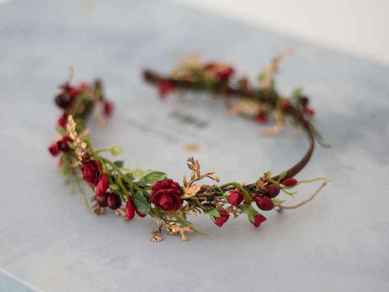 Dainty Flower Crown Red Rose Flower Headband Fairy Crown - Etsy