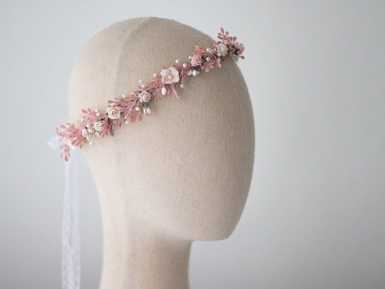 Blush Pink Flower Crown Dainty Flower Crown Fine Thin Floral - Etsy