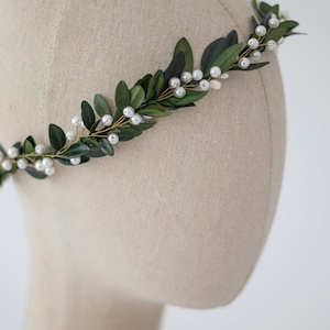 Real Leaf Flower Crown, Pearl Crown, Preserved Leaf Hair Wreath, Dainty ...