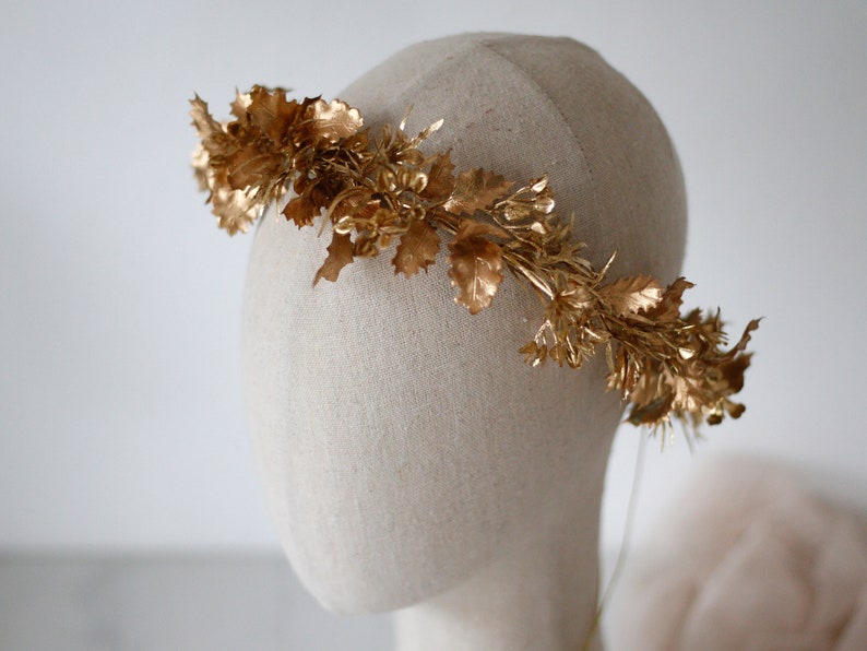 Gold Flower Crown Gold Halo Crown Gold Leaf Crown Golden - Etsy