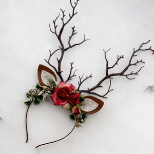 Red Deer Antler Headband, Woodland Headdress, Antler Headpiece, Faun ...