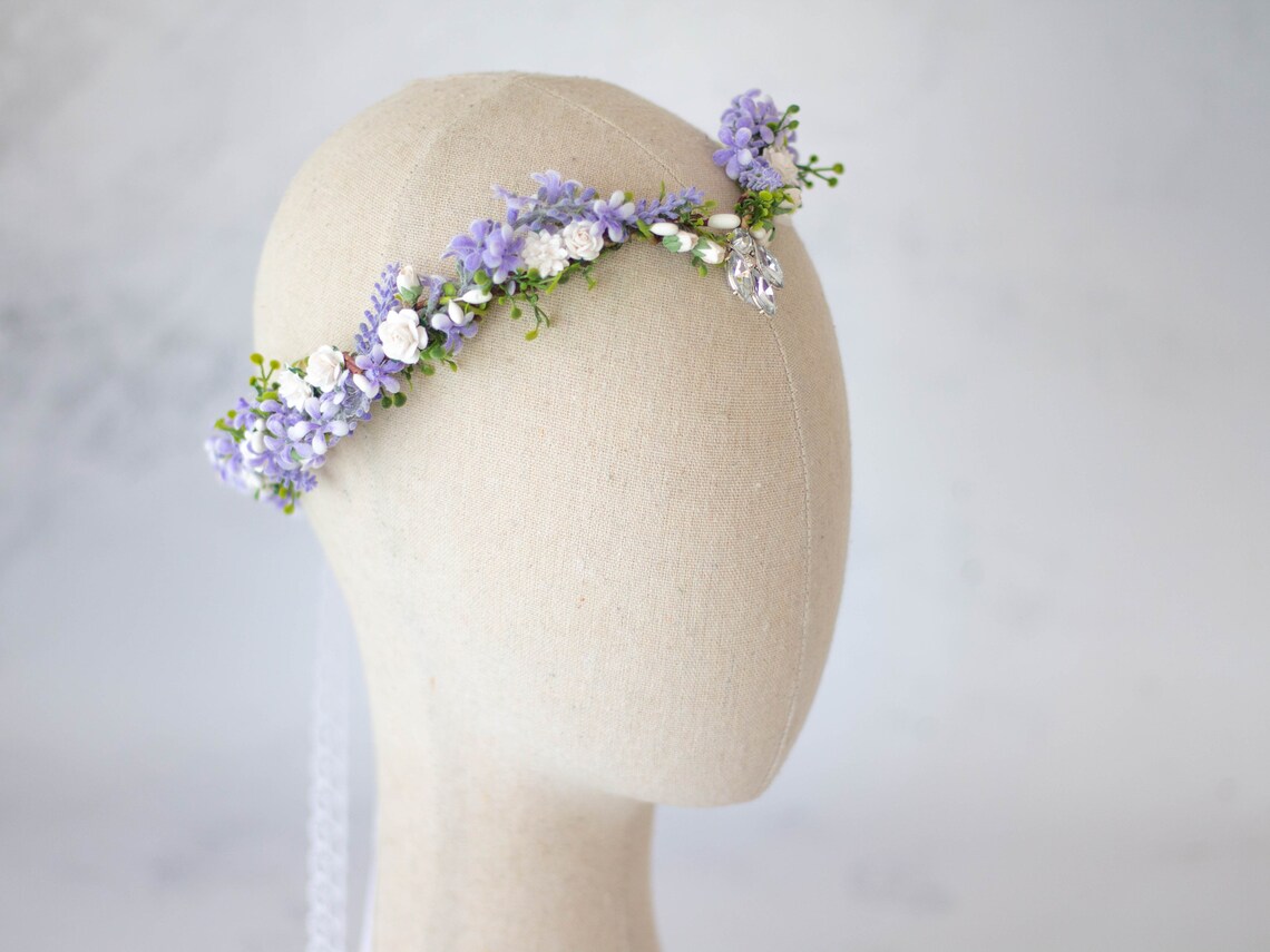 Lavender Flower Crown Elven Flower Crown Wedding Purple - Etsy