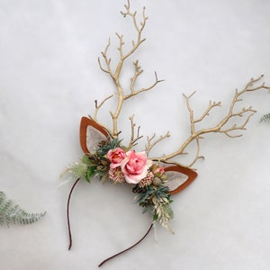 Deer Antler Headband With Golden Horns, Woodland Birthday Party, Faun ...