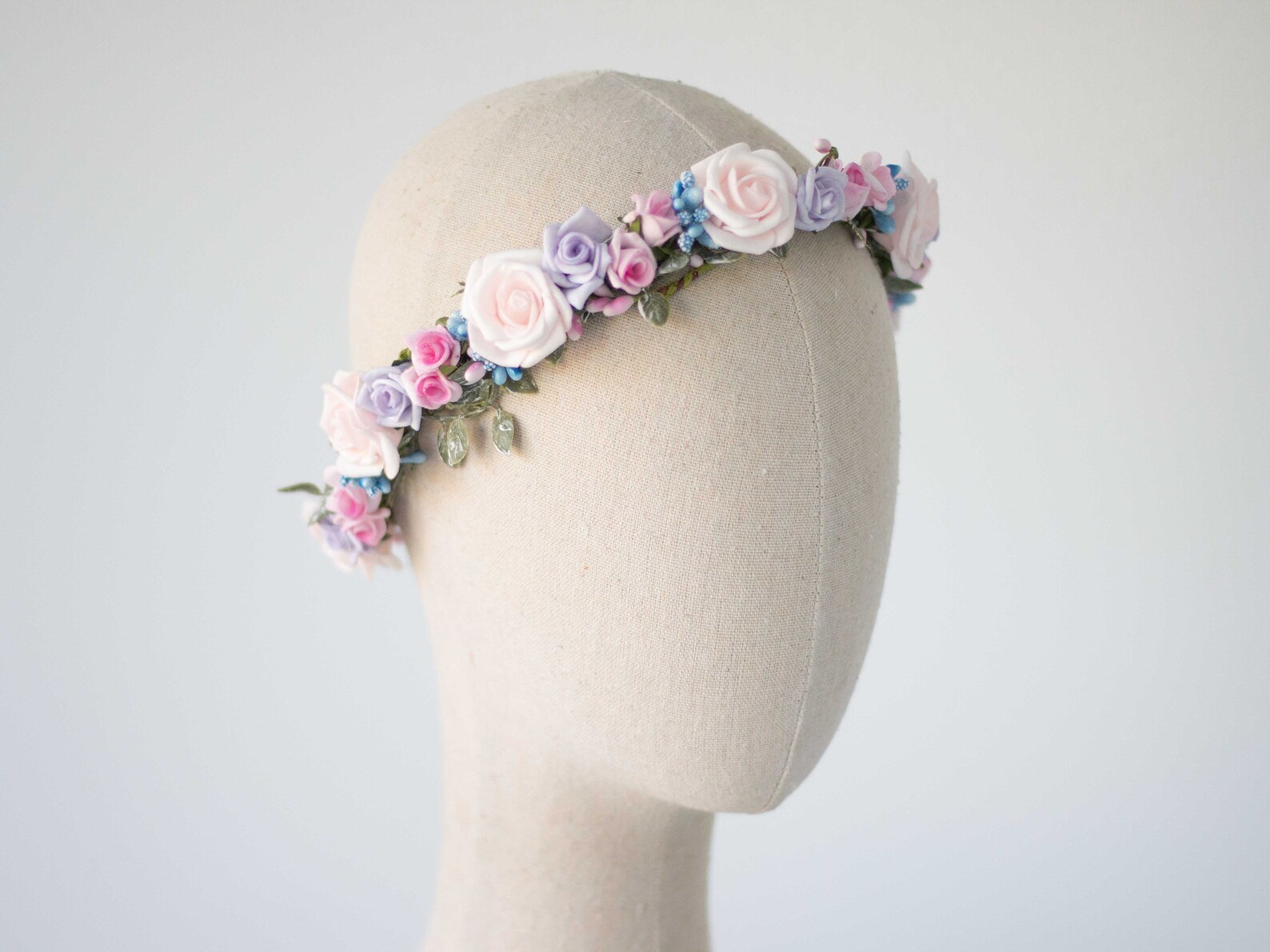 Pastel Flower Crown Wedding Boho Crown Soft Pink Blue Purple - Etsy