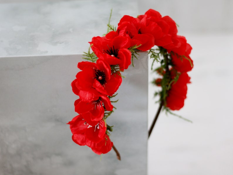 Red Poppy Flower Crown: Wedding Headband - Etsy