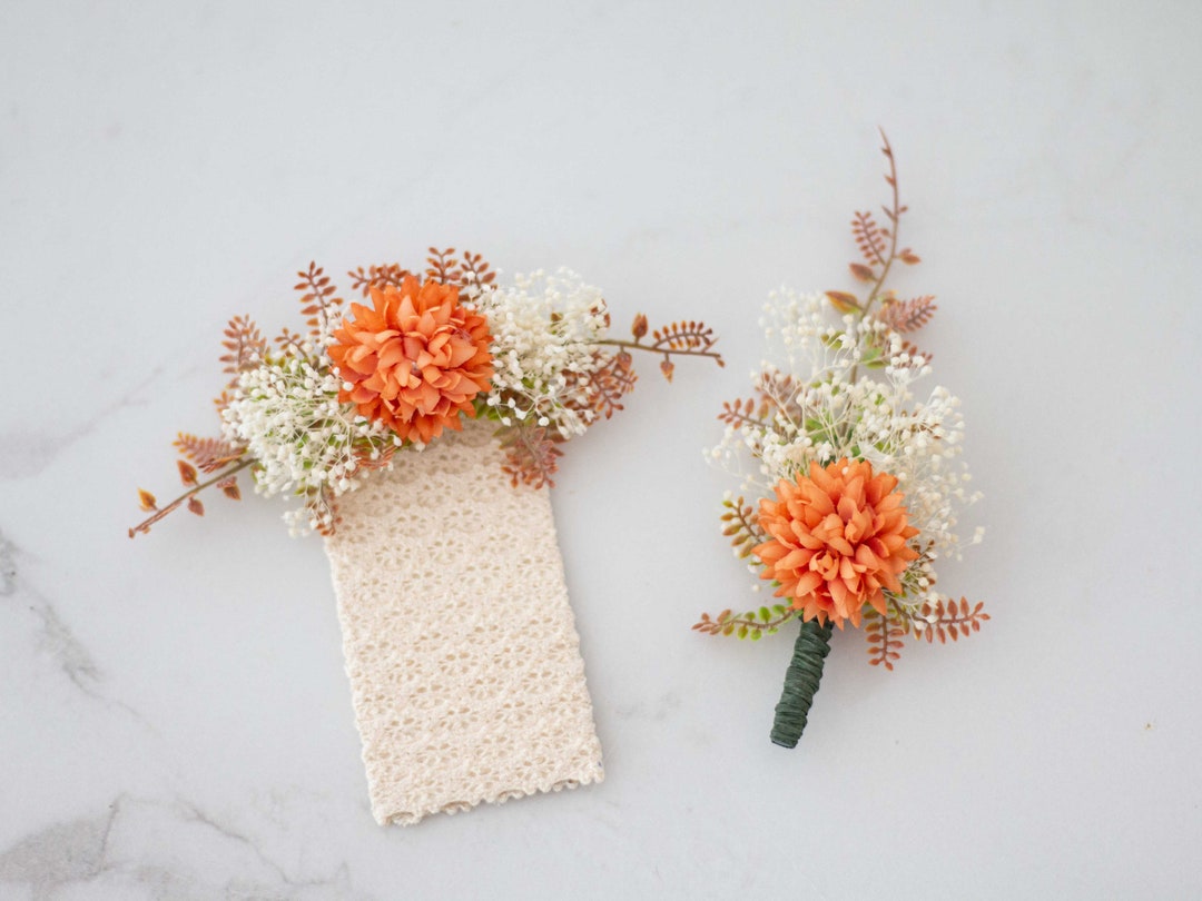 Orange Pocket Boutonniere for Men, Fall Suit Pocket Square, Autumn ...