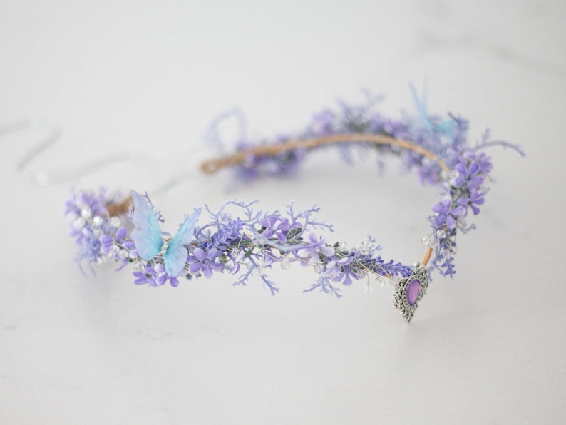 Butterfly Lavender Flower Crown: Elven Wedding Headpiece - Etsy