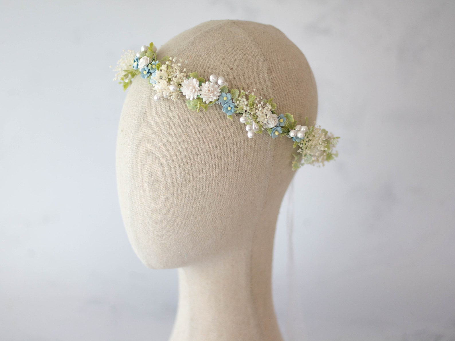 Light Blue Flower Crown for Wedding Dusty Blue Hair Crown - Etsy