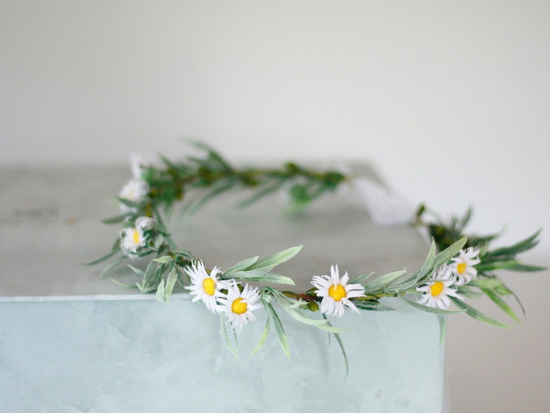 Daisy Flower Crown Wedding, Wild Bridal Crown, Bridesmaid Floral Crown ...