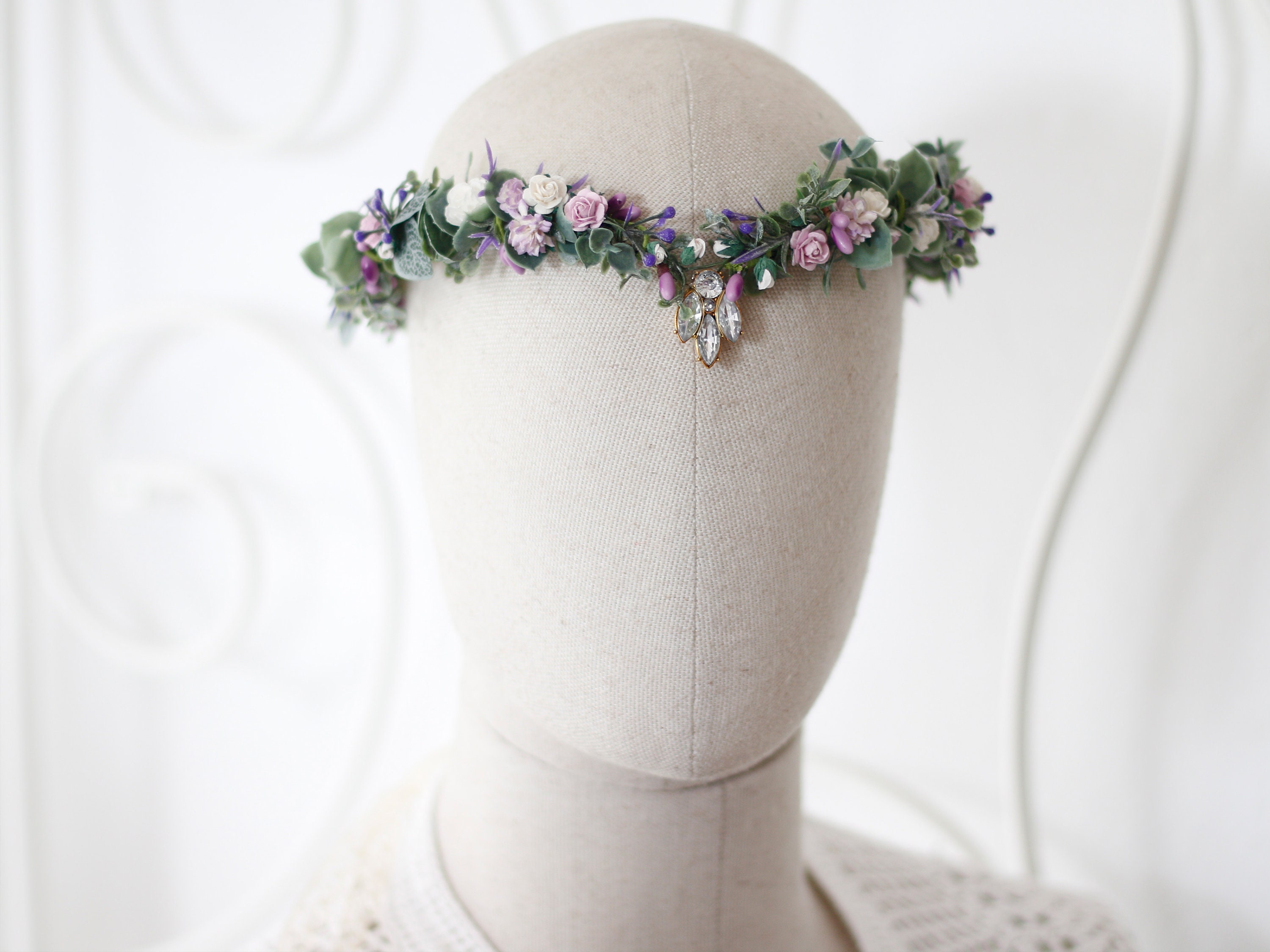 Elven flower crown wedding lavender purple elf tiara for | Etsy