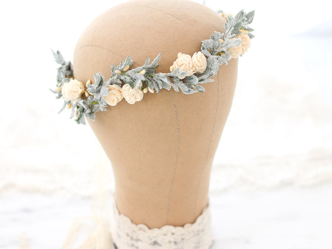 Rustic Flower Crown Wedding Floral Headband Bride - Etsy