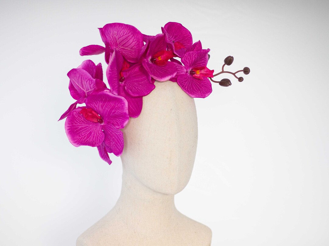Fuchsia Orchid Headband, Large Pink Headdress, Beach Wedding, Tropical ...
