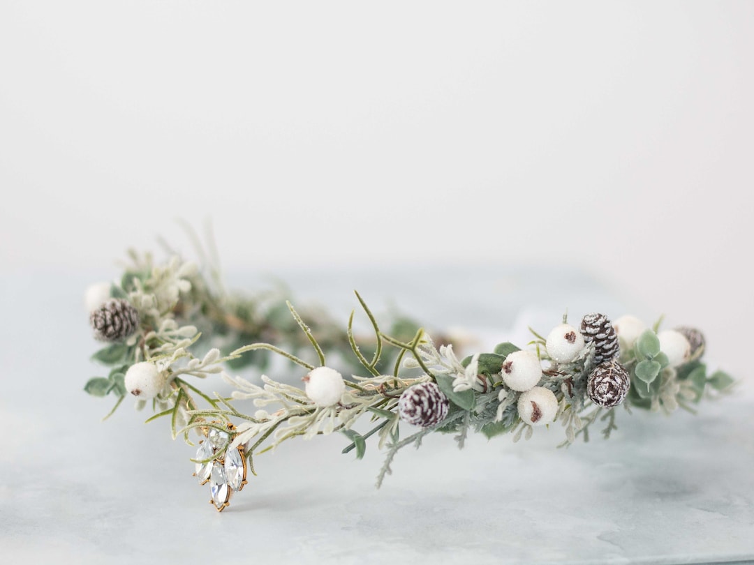 Winter Crown, Woodland Wedding Circlet, Elf Tiara, Witchy Gift, Pine ...