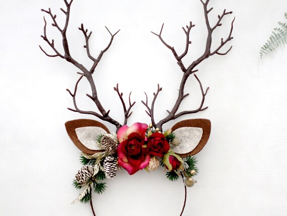 Red Deer Antler Headband Woodland Headdress Antler | Etsy