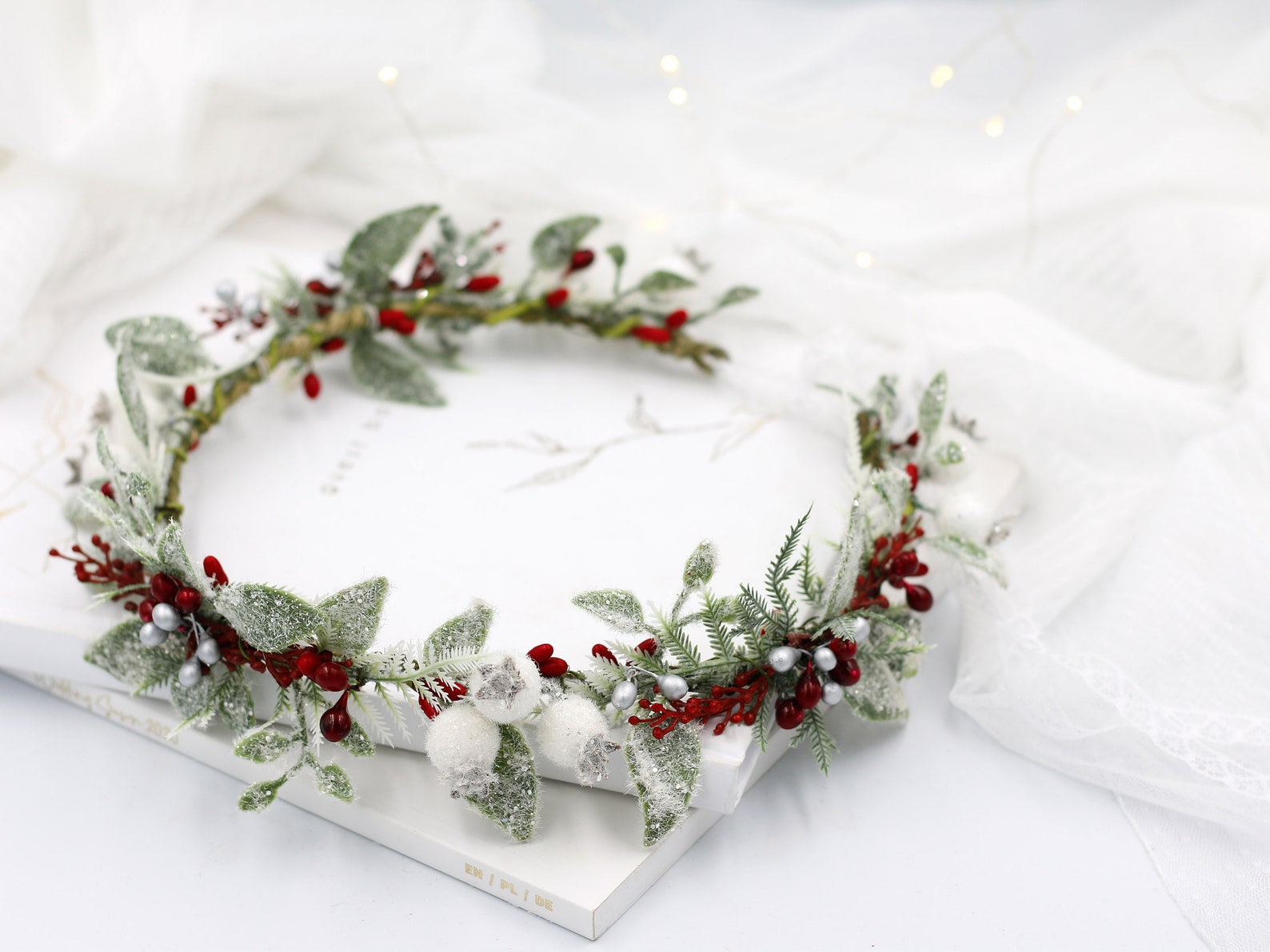 Frosted Flower Crown Winter Crown Holiday Crown Christmas - Etsy