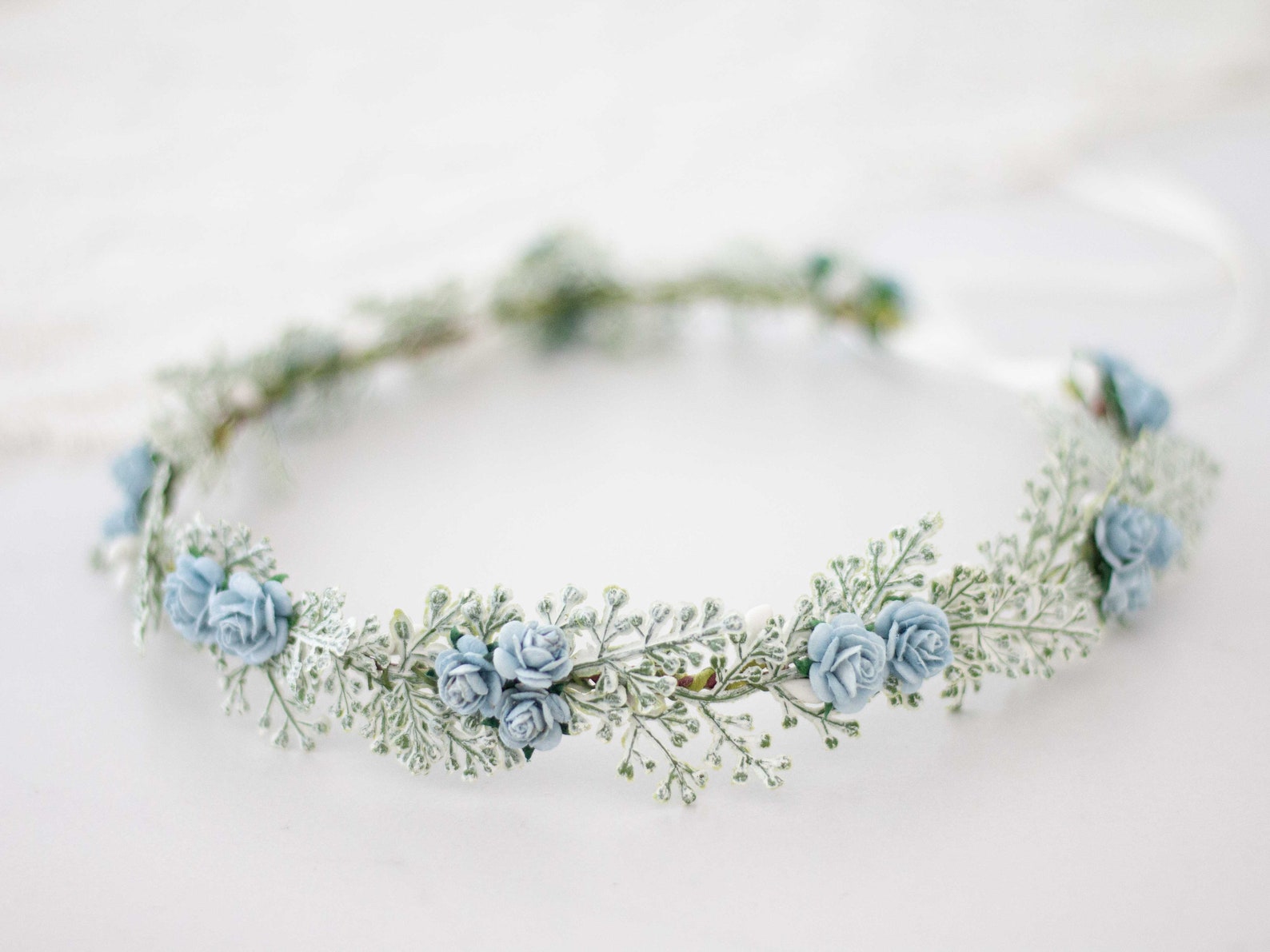 Blue Flower Crown Wedding Dainty Flower Headband Delicate - Etsy